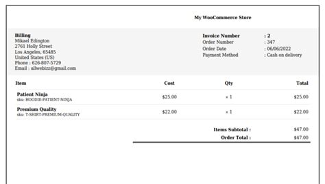 Create Custom Invoices For Woocommerce