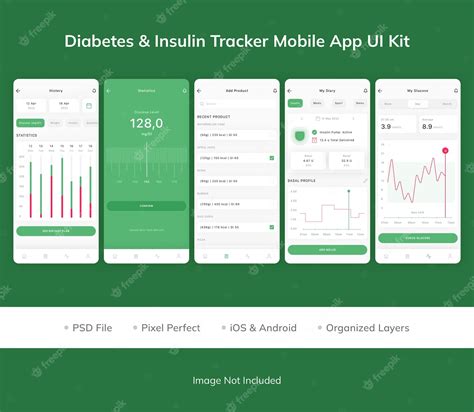 당뇨병 및 인슐린 추적기 모바일 앱 Ui 키트 프리미엄 Psd 파일 당뇨병 및 인슐린 추적기 모바일 앱 Ui 키트 프리미엄 Psd 파일