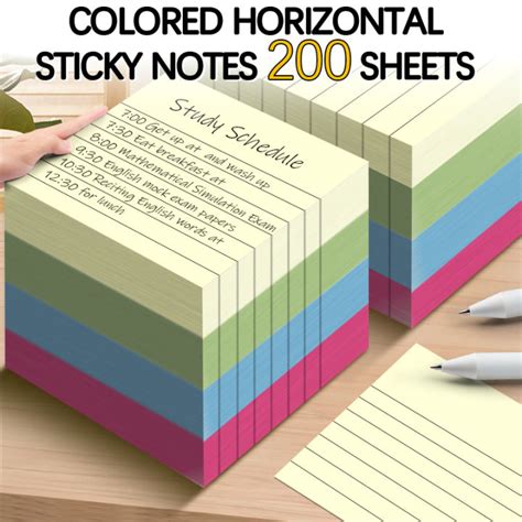 Square Regular Rectangle Size Long Horizontal Line Sticky Note Colorful