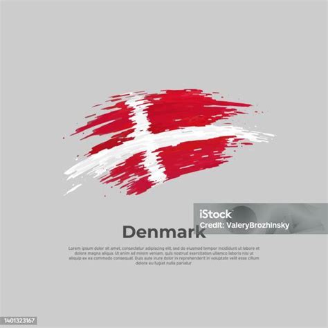 덴마크 국기 브러시는 흰색 배경에 덴마크 국기를 그렸습니다 브러쉬 선 벡터 디자인 국가 포스터 템플릿 텍스트를위한 장소 덴마크의 국가 애국 배너 커버 공간 복사 0명에 대한