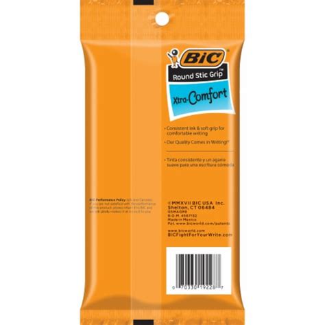 Bic Round Stic Grip Xtra Comfort Medium Point Ball Pens 8 Pk Qfc