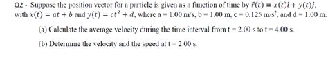 Solved Q Suppose The Position Vector For A Particle Is Chegg
