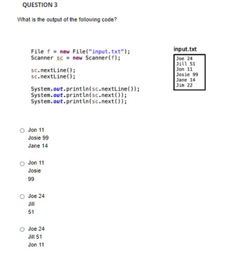 Solved Question What Is The Output Of The Following Chegg