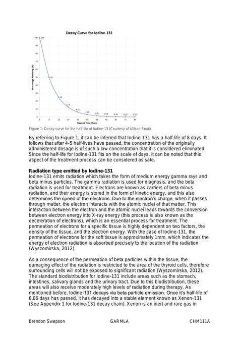Iodine 131 In Medical Use Chemistry Year 11 Qce Thinkswap