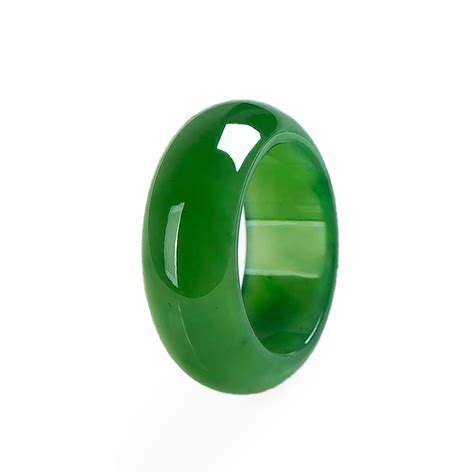 Elegant Natural Smooth Polished Green Jade Ring Band Lovalry