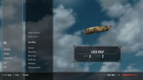 Linen Wrap Skyrim Id Spawn Commands Value Weight Tbm Thebestmods