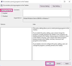 Cannot Pin Apps Or Programs To Taskbar In Windows