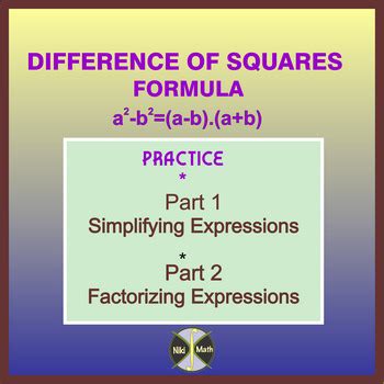 Difference Of Squares Formula Practice Part1 Part2 30 Problems