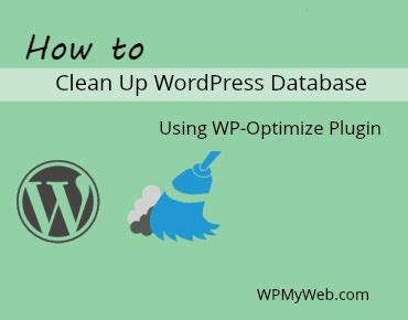 How To Clean Up WordPress Database Using WP Optimize Plugin WPMyWeb