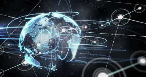 Animation Of Network Of Connections With Spots Over Globe Stock Footage Video Of Tech