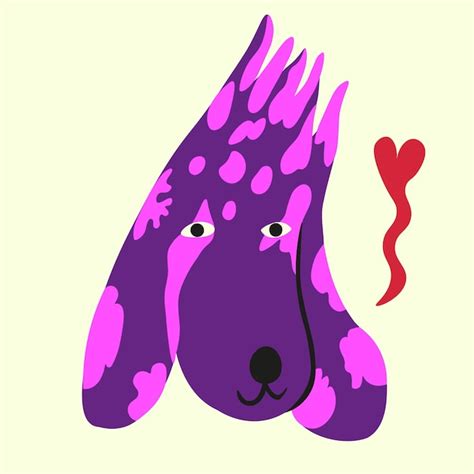 Lindo Perro Vector De Cabeza En Estilo Plano Dibujado A Mano Vector