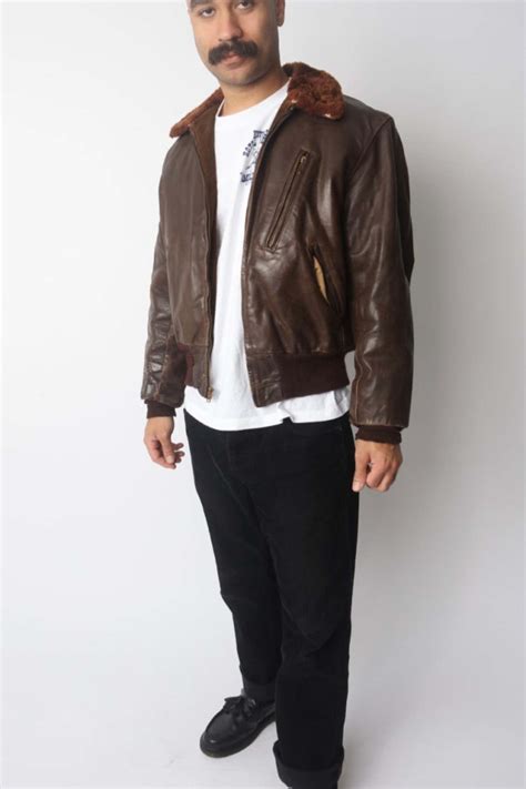 Vintage Aviator Leather Jacket Brown Garmentory