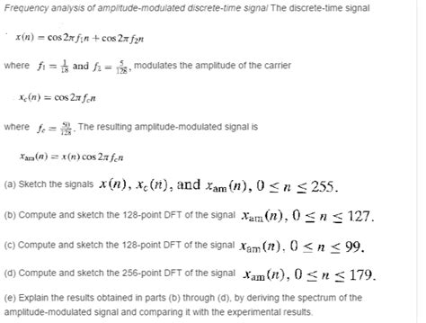 Solved Frequency Analysis Of Amplitude Modulated