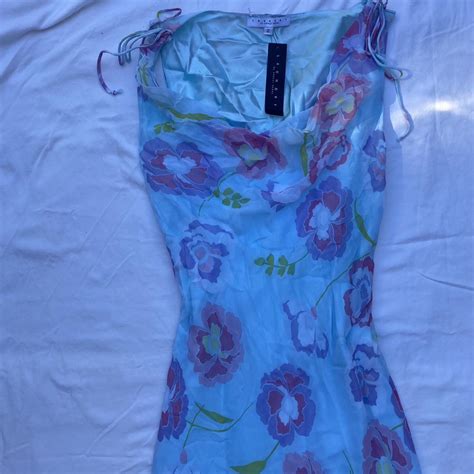 Laundry By Shelli Segal Blue Floral Sun Dress Og Depop