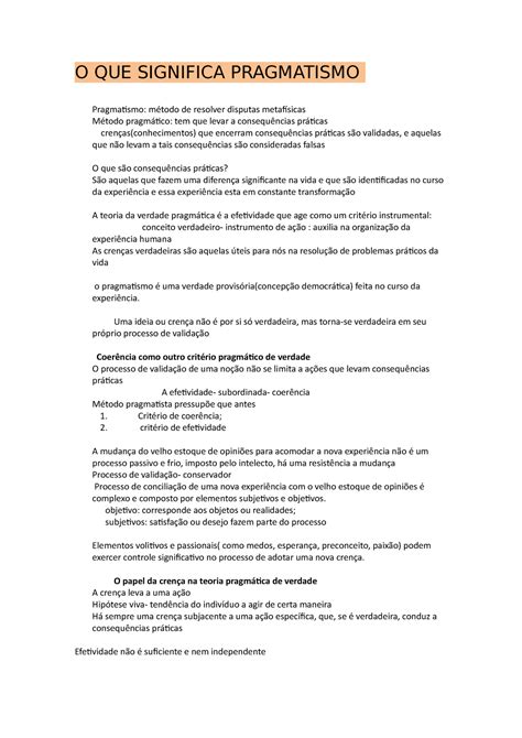 O Que Significa Pragmatismo O Que Significa Pragmatismo Pragmatismo