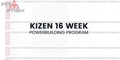 Kizen 16 Week Powerbuilding Program 4 Week Spreadsheet Pdf Fitfrek