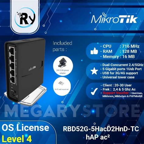 Jual Mikrotik RBD52G 5HacD2HnD TC HAP AC2 Wireless Router Indoor Di