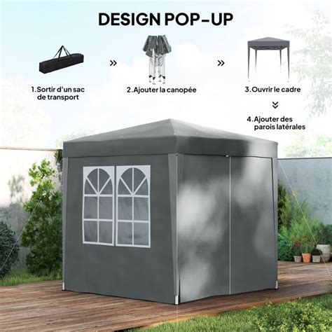 Tonnelle De Jardin Extérieure Tonnelle Pliante Pop Up Outsunny