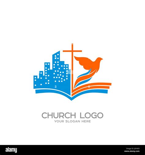 Logo de l église Symboles chrétiens La bible ouverte la croix de