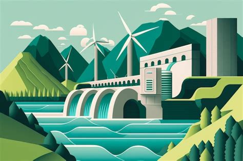 Premium Ai Image Hydroelectricity In Motion Vector Style Illustration