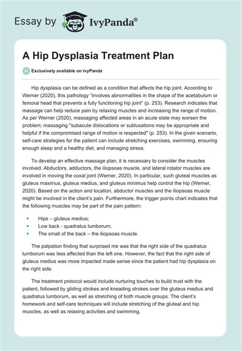 A Hip Dysplasia Treatment Plan 324 Words Assessment Example