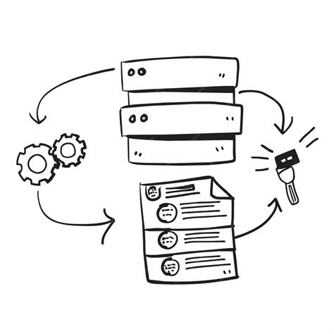 Server Backup Vector Illustration Doodle Line Art Premium Ai
