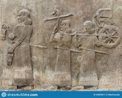 Assyrian War Chariot Mesopotamian Art Background At The Louvre Museum