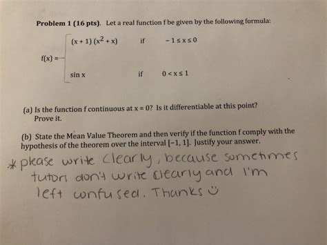 solved problem 1 16 pts let a real function f be given by