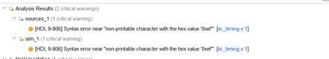 Vivado出现源文件警告：syntax Error Near “non Printable Character With The Hex