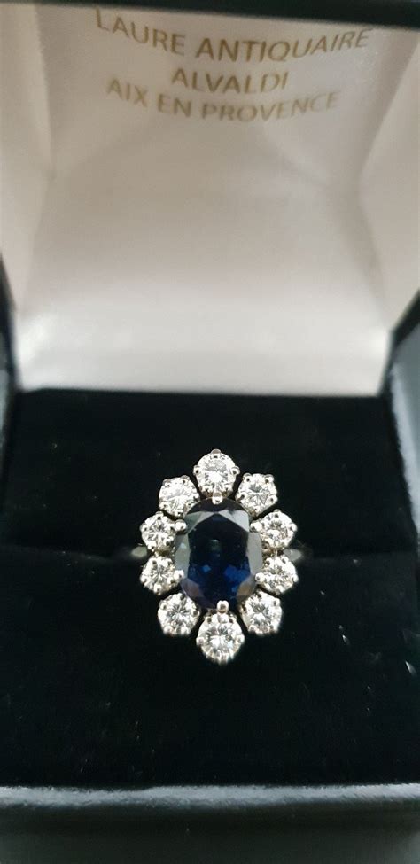 Proantic Bague Entourage Saphir Diamants