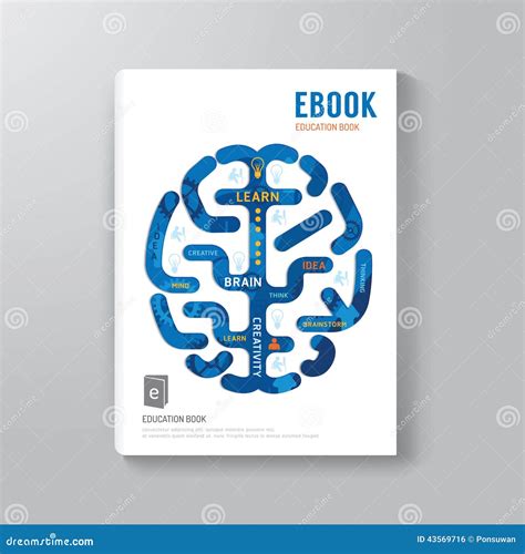 Cover Book Digital Design Brain Concept Template Stock Vector
