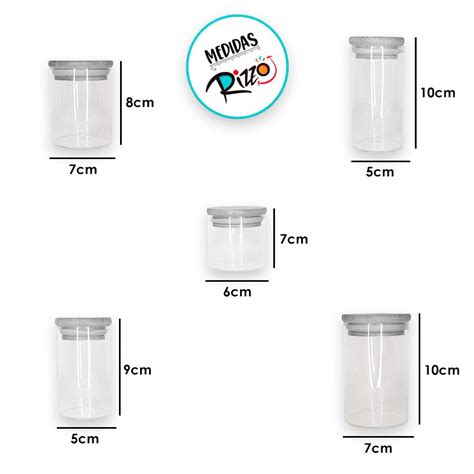 Kit 5 Potes de Vidro Hermético Tampa de Bambu Rizzo Rizzo