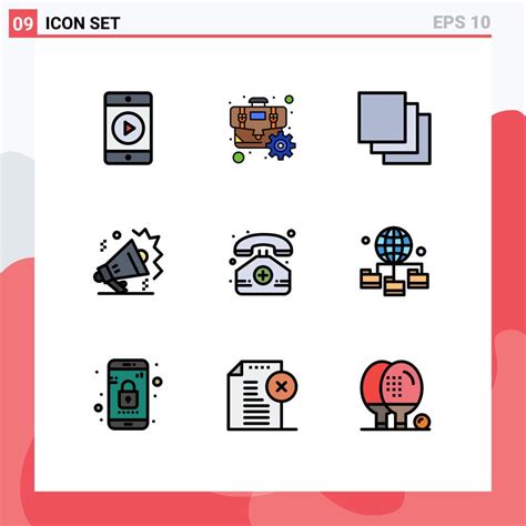 User Interface Pack Of 9 Basic Filledline Flat Colors Of Phone Medical Group Hospital Sound