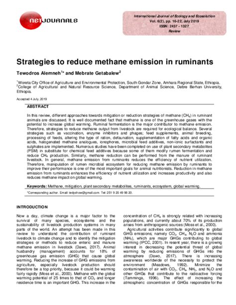 Pdf Strategies To Reduce Methane Emission In Ruminants