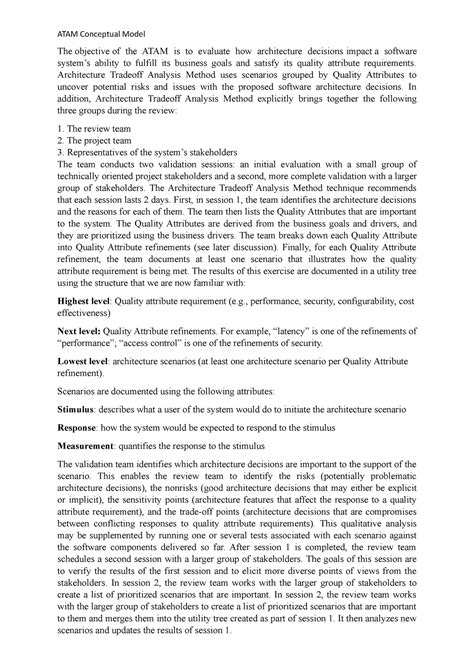 Architecture Tradeoff Analysis Method Atam Atam Conceptual Model The Objective Of The Atam