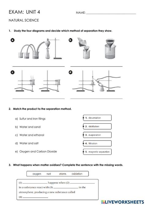 Test Natural Science Unit 4 Worksheet Live Worksheets