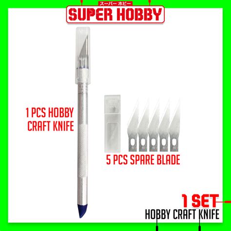 Aluminum Precision Knife 5 Spare Blades Easy Grip Cutter Gundam Tool