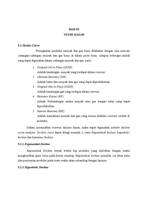 Bab Iii Teori Dasar Curve Analysis Decline Curve Dapat Dibagi Menjadi
