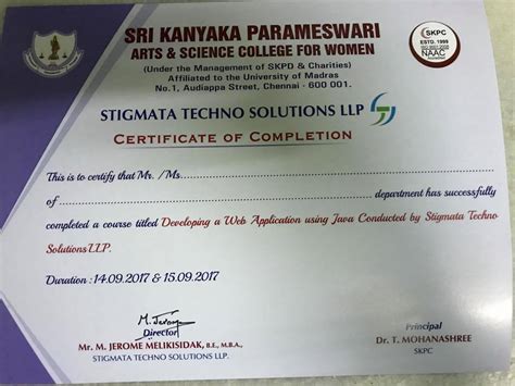 Course Completion Stigmata Techno Solutions Llp Facebook