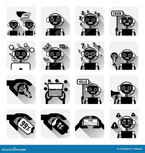 Set Of Chatbot Icons Concept Of Chat Bot Or Chatterbot Service Online Support Technology Stock