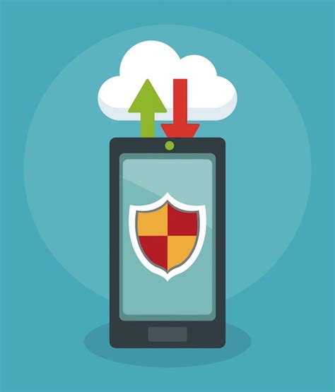 Premium Vector Secure Smartphone With Cloud Computing