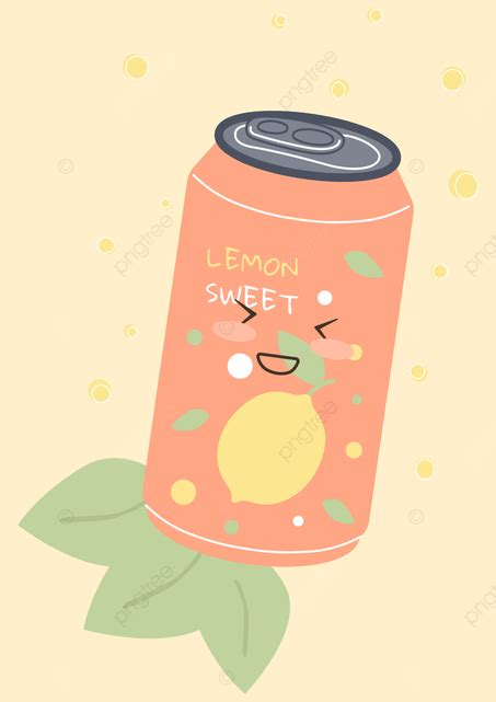 소다 캔 귀여운 칵테일 레몬 행복하다 카와이 마스코트 Png 일러스트 및 벡터 에 대한 무료 다운로드 Pngtree