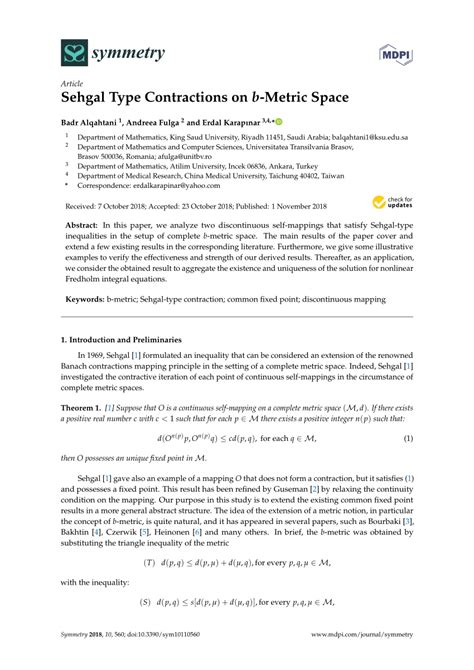 Pdf Sehgal Type Contractions On B Metric Space