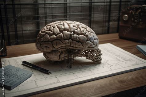 A Sketch Of A Brain Design It Looks Like A Blueprint Generative AI Stock Illustration Adobe