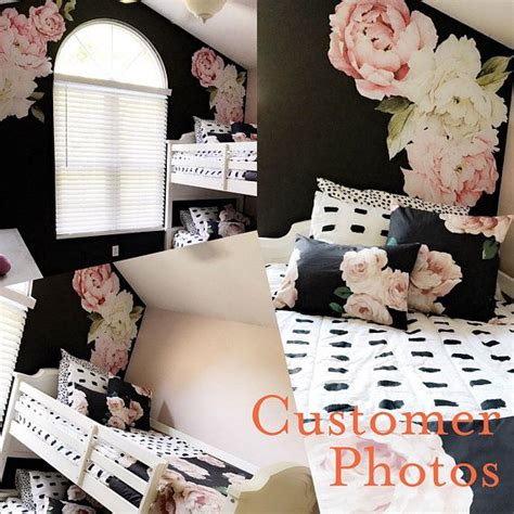 Soft Pink Peony Wall Decal Set Made From Removable Wallpaper Material