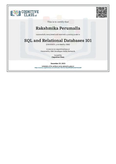 Rakshmika Perumalla On Linkedin Sql Relationaldatabases Ibm