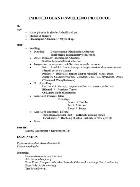 Parotid Gland Swelling Protocol Download Free Pdf Causes Of Death
