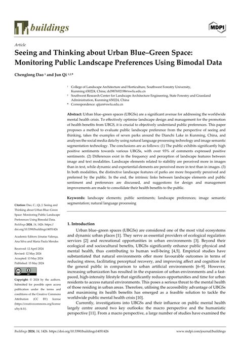 Pdf Seeing And Thinking About Urban Blue‒green Space Monitoring Public Landscape Preferences