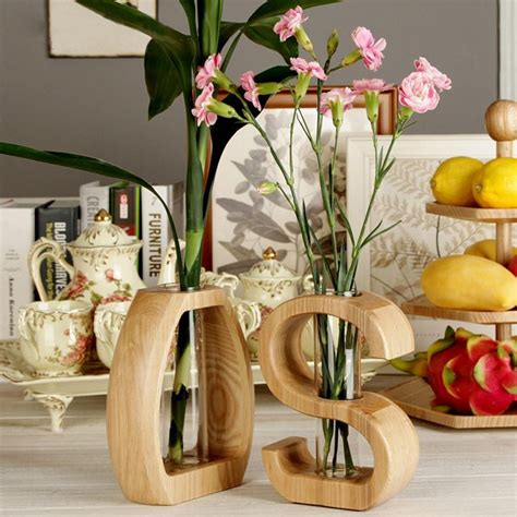 Wooden Test Tube Flower Vase Petagadget