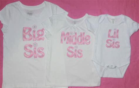 Big Sis Middle Sis Lil Sis Appliqued Shirts And Bodysuit Etsy